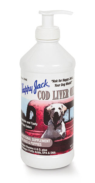 Happy Jack Cod Liver Oil Vitamin Supplement for Dogs 16 oz. - Serving 5 ...