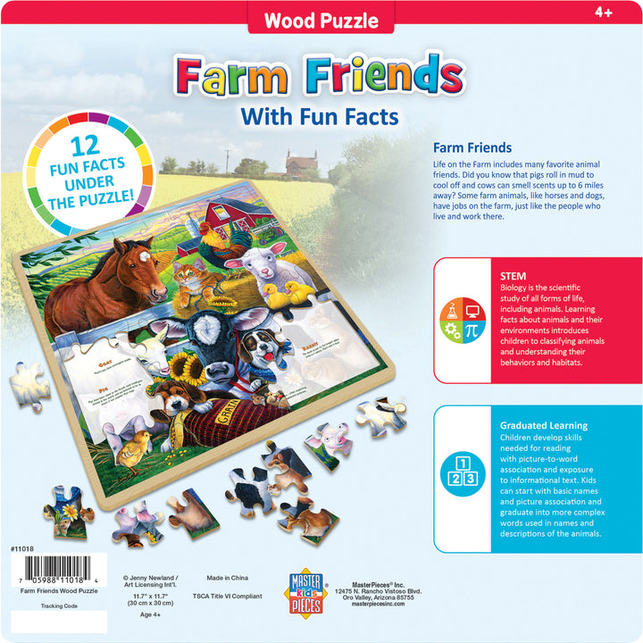 MasterPieces Wood Fun Facts - Farm Friends 48 Piece Wood Puzzle ...