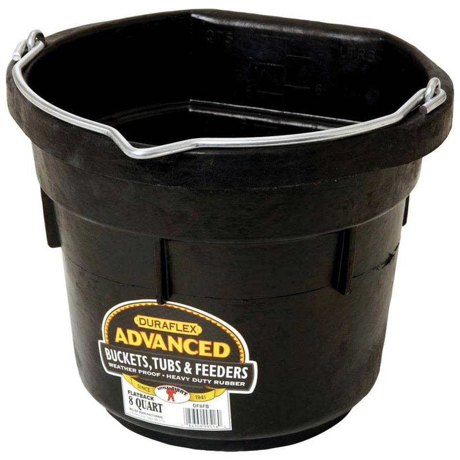 LITTLE GIANT DURAFLEX RUBBER FLAT BACK BUCKET (8 QT, BLACK) - Serving 5 ...